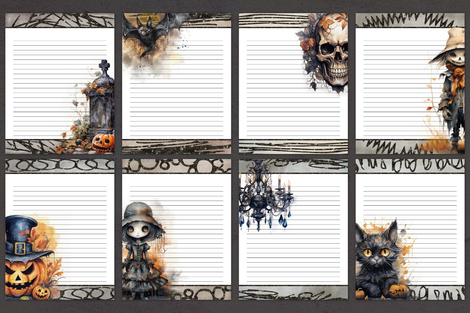 Spooky Season Stationery | Unlined and Lined Writing Paper JPG Pdf ...