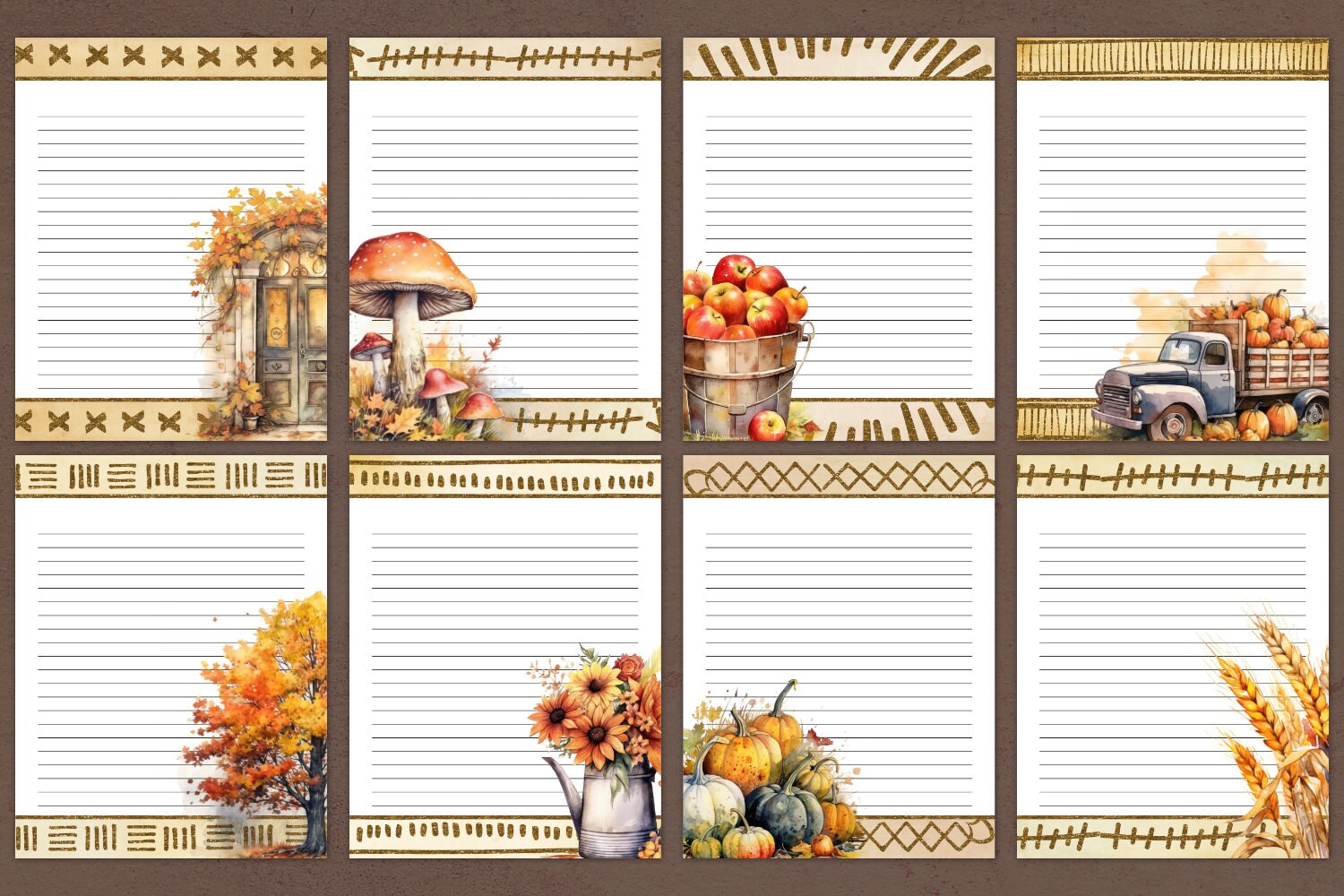 Fall Harvest Stationery Unlined and Lined Writing Paper - Etsy
