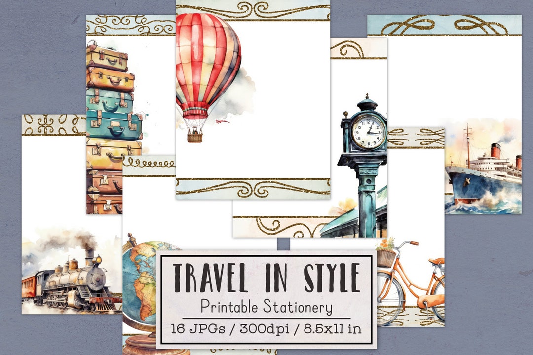 Travel in Style Stationery Unlined and Lined Writing Paper Digital ...