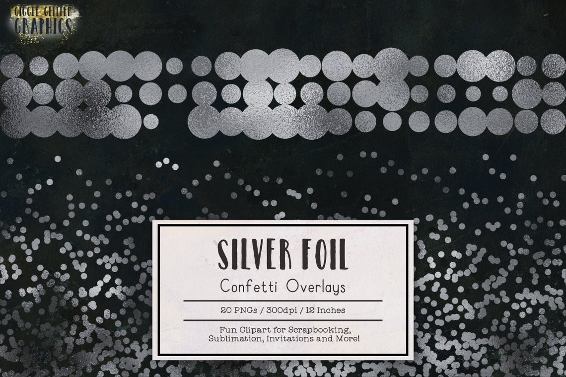 Silver Foil Confetti Overlays Clipart 20 Pngs Fits 12x12 - Etsy