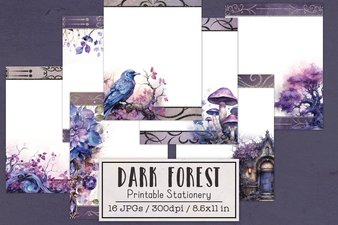 Dark Forest Stationery Unlined and Lined Writing Paper Digital ...