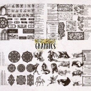 Fantasy Junk Journal Ephemera Vintage Style | Junk Journal Kit ...