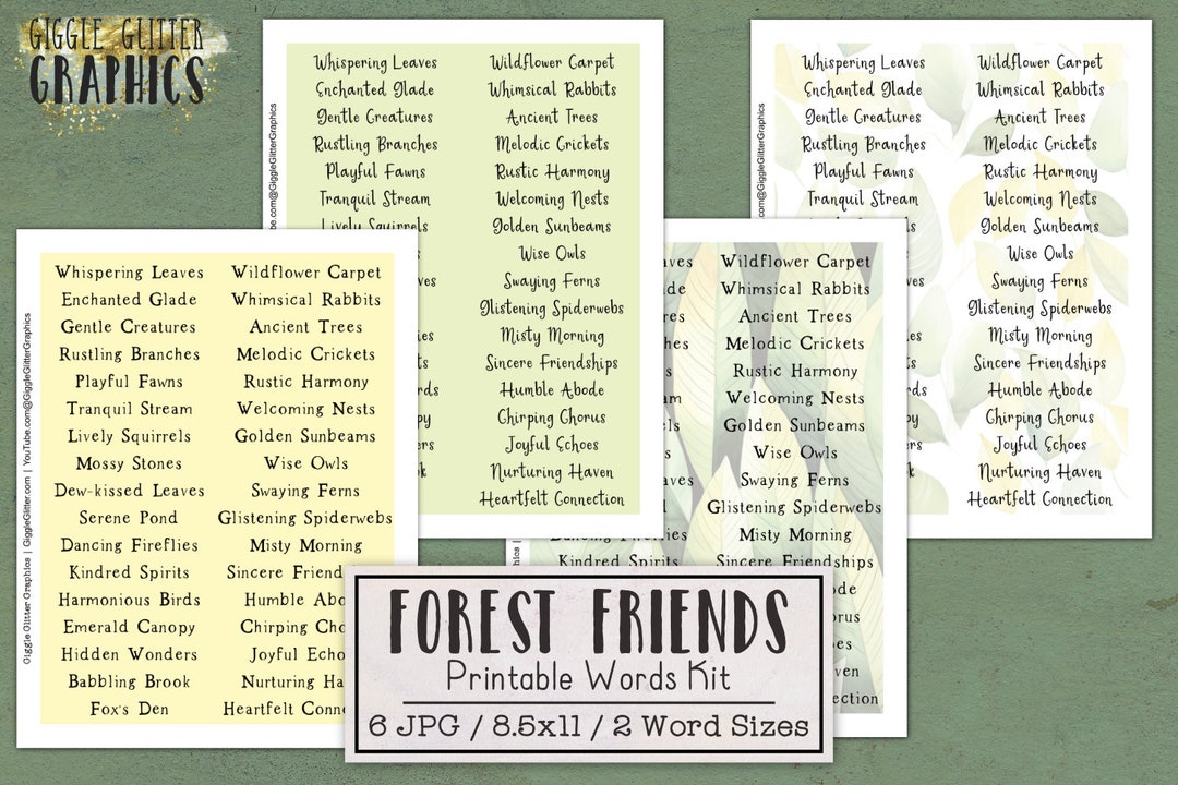 Forest Friends Words Kit for Junk Journals | Junk Journal Pack ...