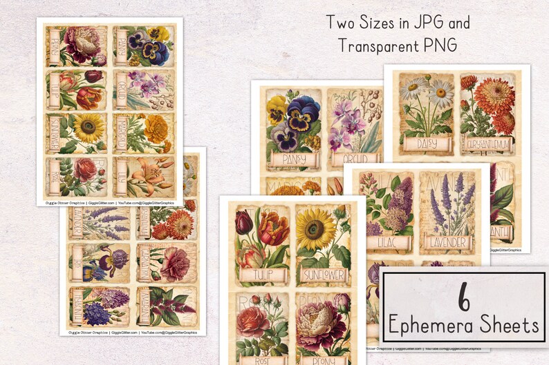 Vintage Style Flower Botanical Ephemera Kit Digital Ephemera - Etsy