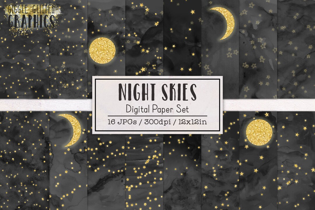 Night Skies Digital Papers Digital Paper Pack Printable - Etsy
