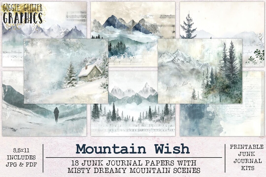 Mountain Junk Journal Paper | Junk Journal Kit JPG + PDF | Printable ...