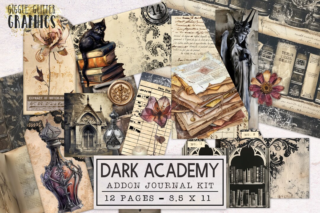 Dark Academy Addon Junk Journal Kit | Gothic Junk Journal Ephemera Pack ...