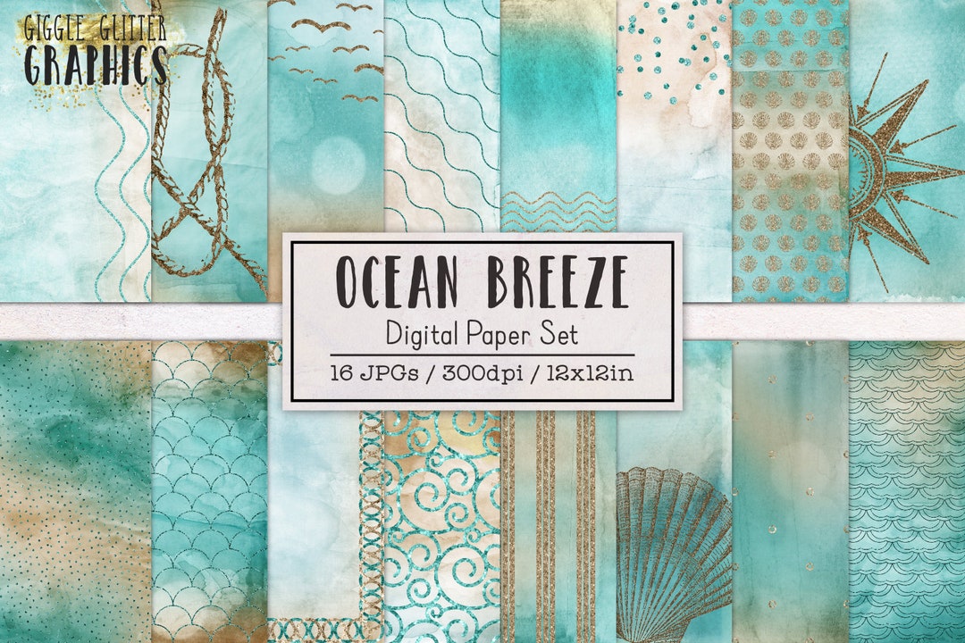Ocean Breeze Digital Papers Digital Paper Pack Printable Scrapbook ...