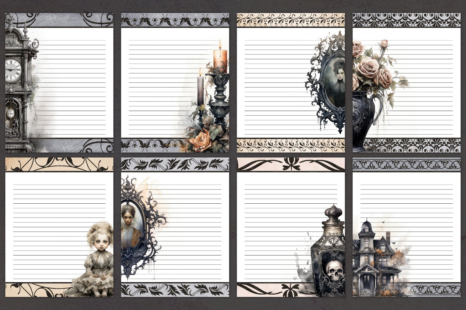 Haunted House Stationery | Unlined and Lined Writing Paper JPG PDF ...