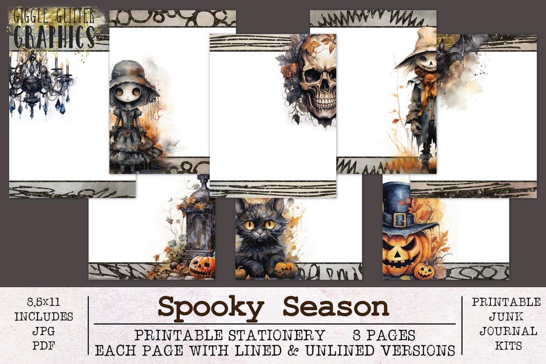 Spooky Season Stationery | Unlined and Lined Writing Paper JPG Pdf ...