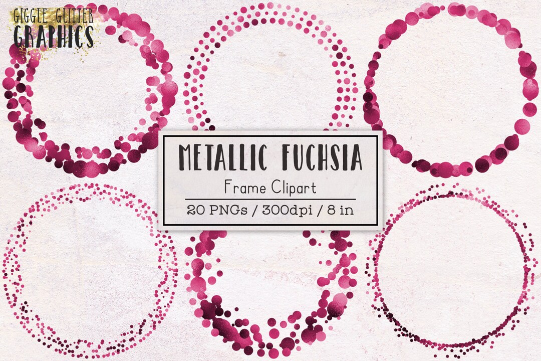 Metallic Pink Circle Frame Clipart 20 PNG 8in Foil Frames - Etsy