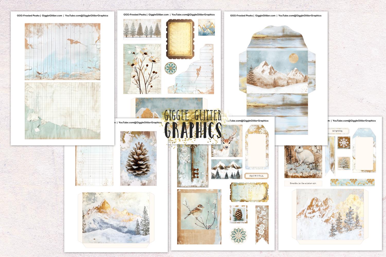 Frosted Peaks Winter Junk Journal Kit | JPG PNG PDF Ephemera Pack ...