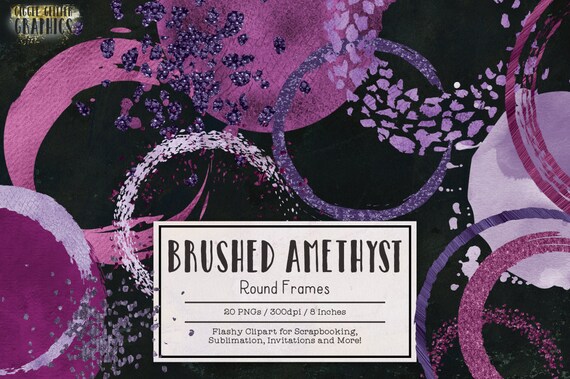Amethyst Purple Brushed Frames Clipart 20 PNG 8in Commercial | Etsy