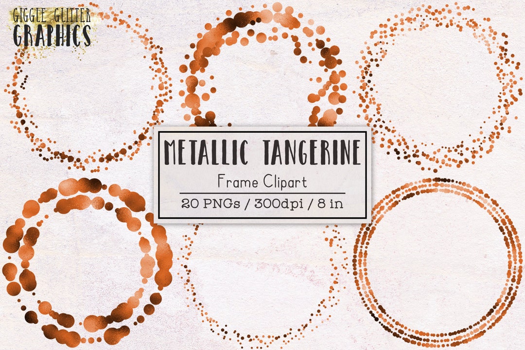 Metallic Orange Circle Frame Clipart 20 PNG 8in Foil Frames - Etsy Canada