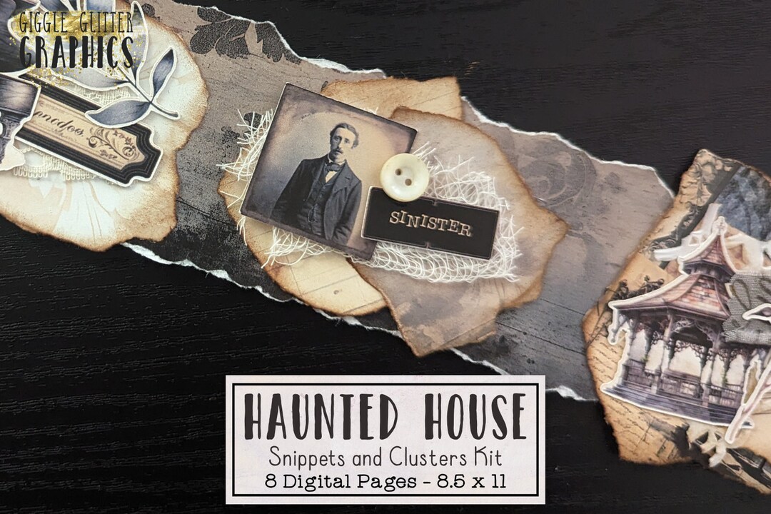 Haunted House Junk Journal Kit Snippet Roll Cluster Making | Halloween ...