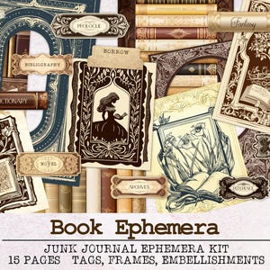 Book Junk Journal Ephemera Vintage Style | Junk Journal Kit | Printable ...