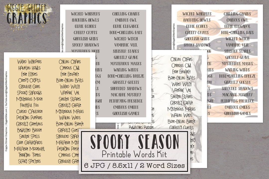 Spooky Season Words Kit for Junk Journals | Halloween Junk Journal Kit ...
