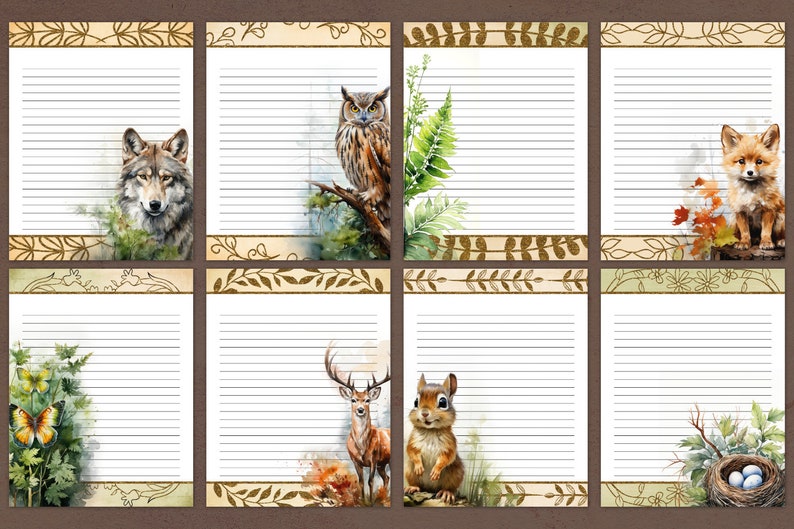 Forest Friends Stationery | Unlined and Lined Writing Paper JPG PDF ...
