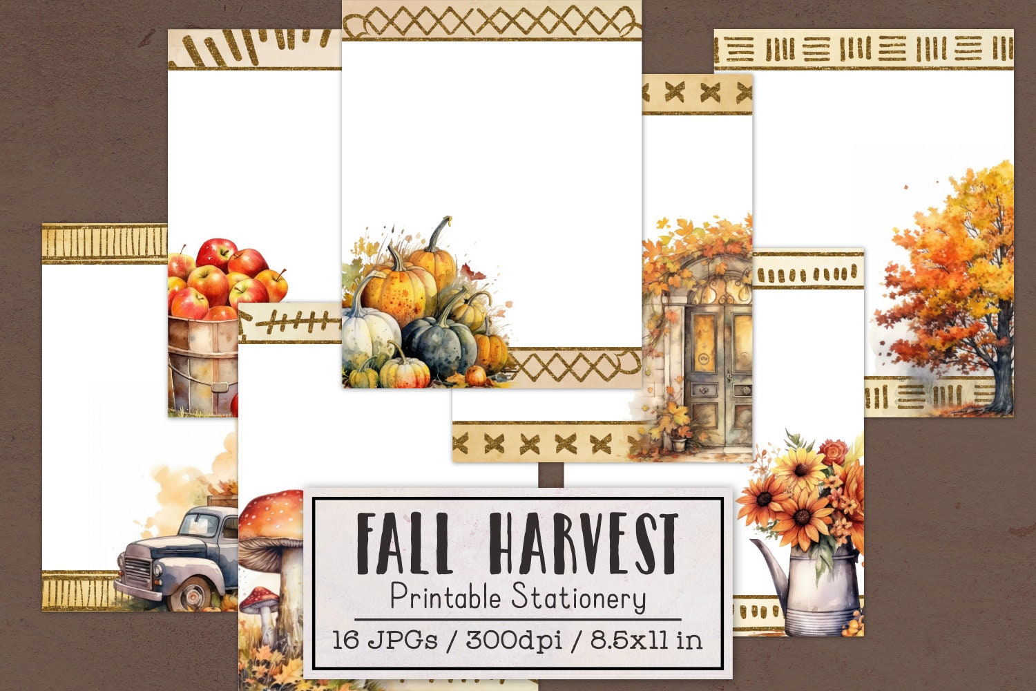 Fall Harvest Stationery Unlined and Lined Writing Paper - Etsy