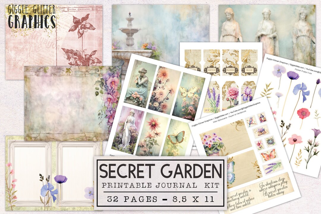 Secret Garden Junk Journal Kit | Flowers Junk Journal Ephemera Pack ...