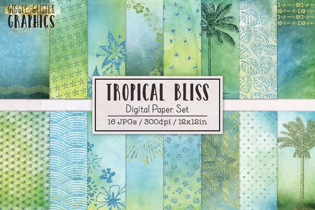 Tropical Digital Paper Digital Papers Digital Paper Pack Printable ...