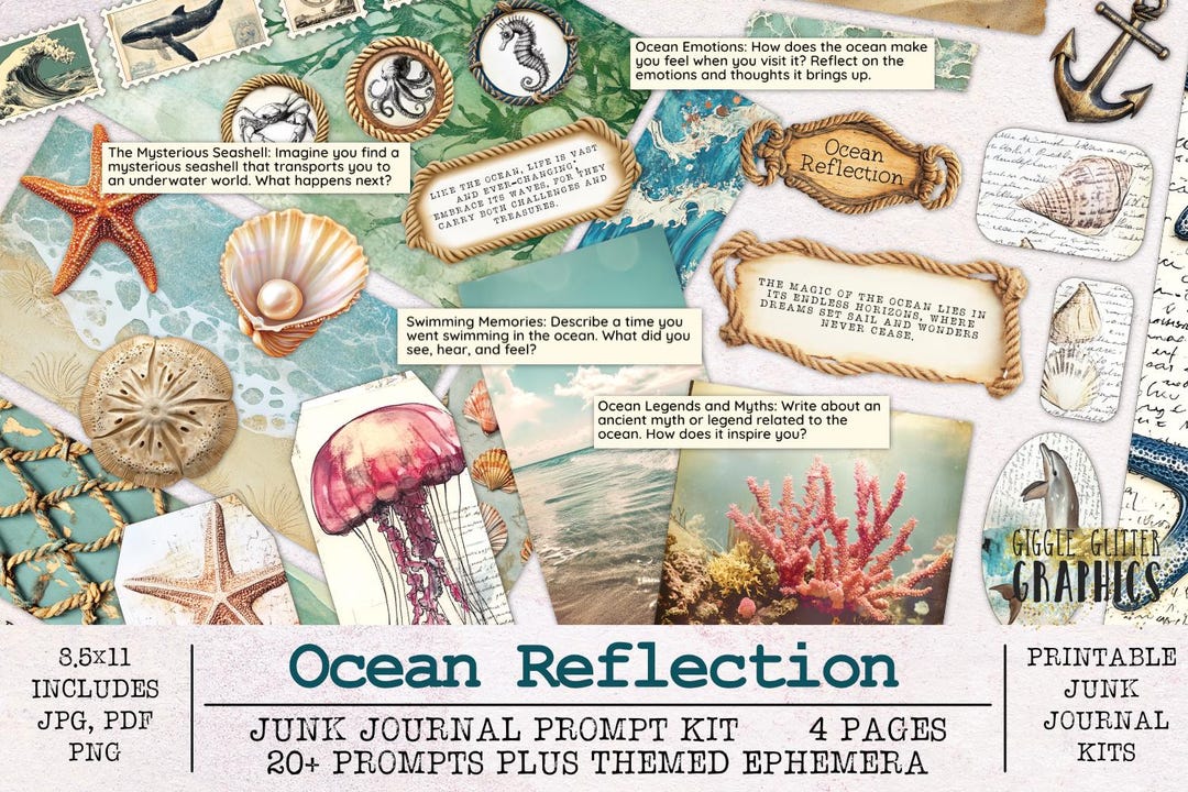 Ocean Junk Journal Prompts | Journaling and Creative Writing Kit | Junk ...