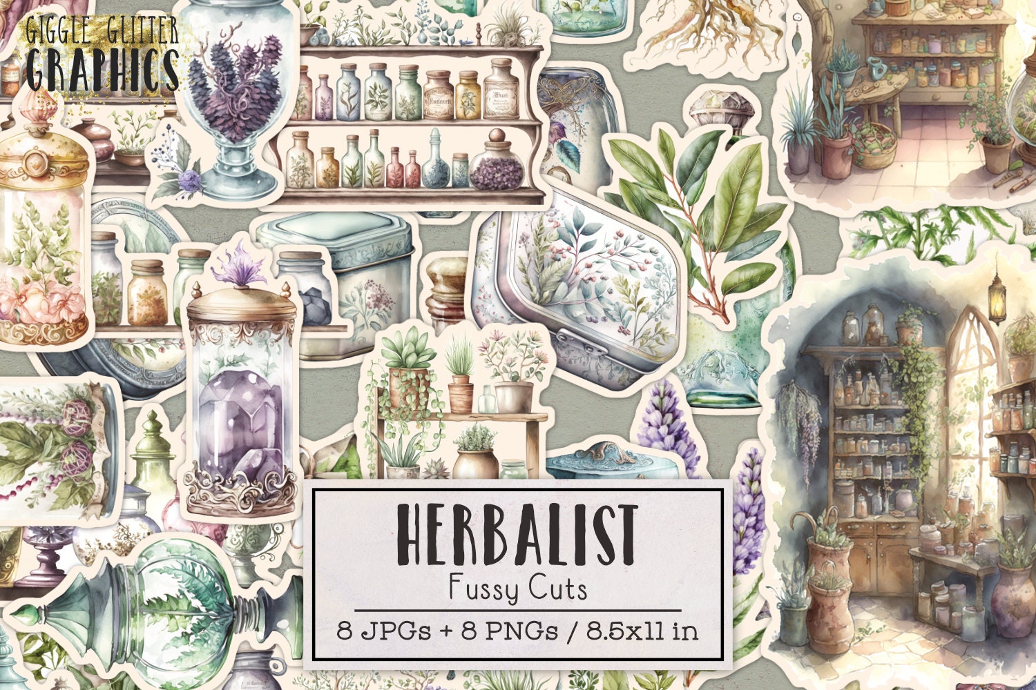 Herbalist Apothecary Fussy Cuts Printable Sticker Sheets - Etsy Australia