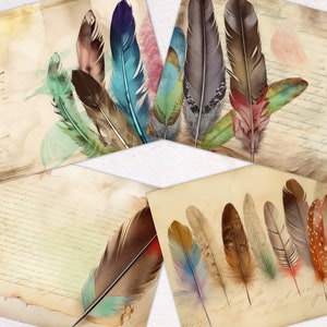 Feathers Junk Journal Paper | Junk Journal Kit JPG + PDF | Printable ...