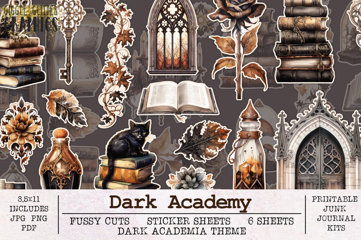 Dark Academy Fussy Cuts Printable Sticker Sheets | Gothic Junk Journal ...