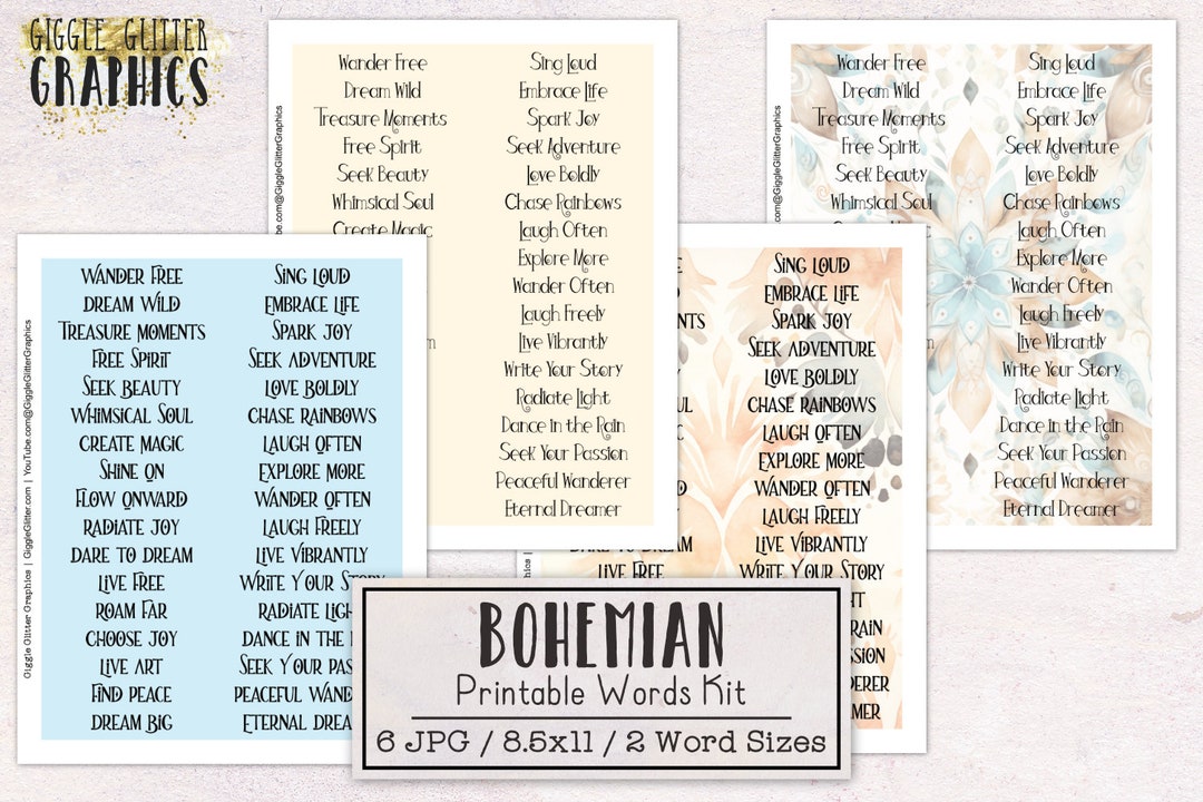 Bohemian Words Kit for Junk Journals | Junk Journal Ephemera Pack ...