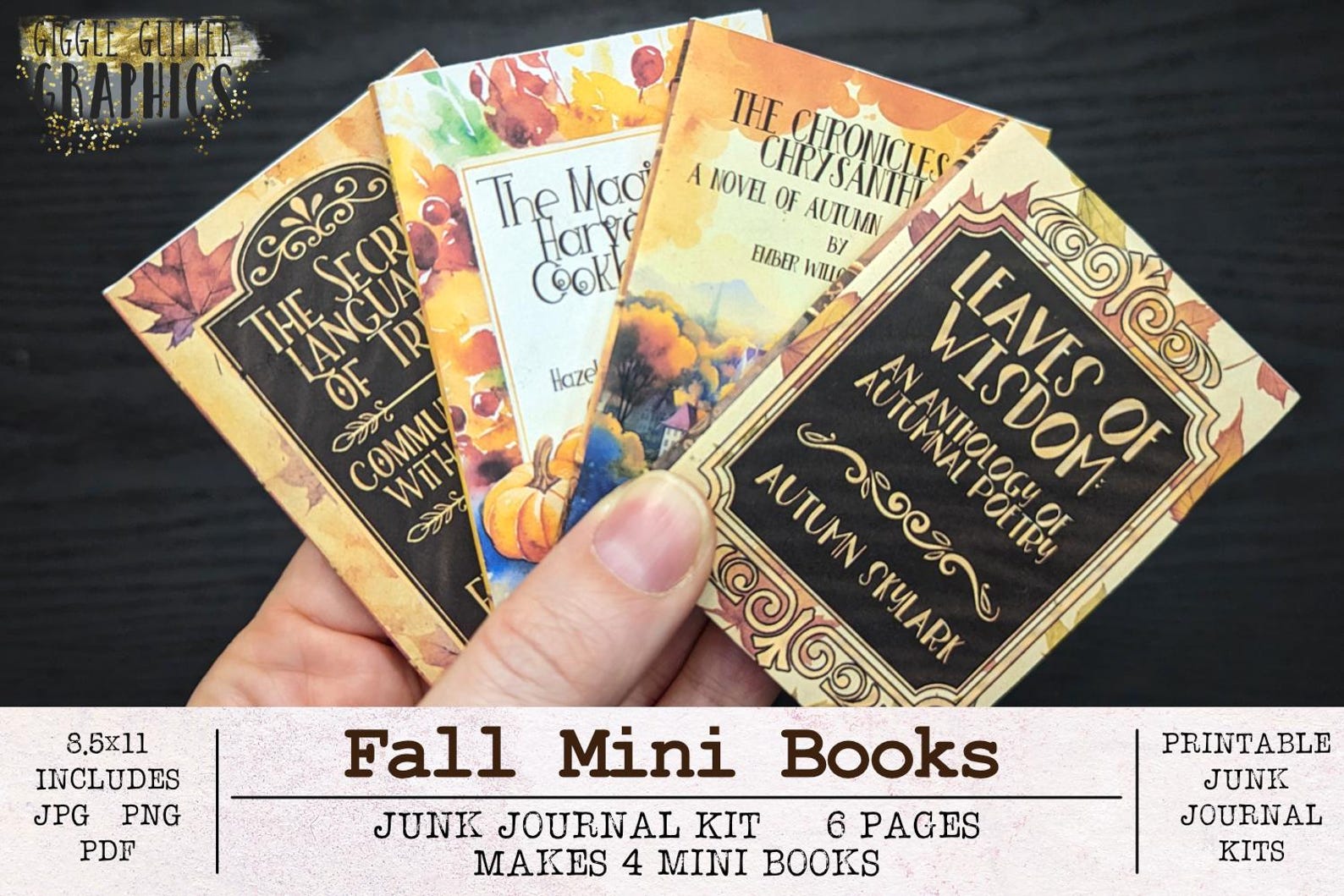 Fall Mini Books Junk Journal Kit Gourd Grove | Junk Journal Ephemera ...