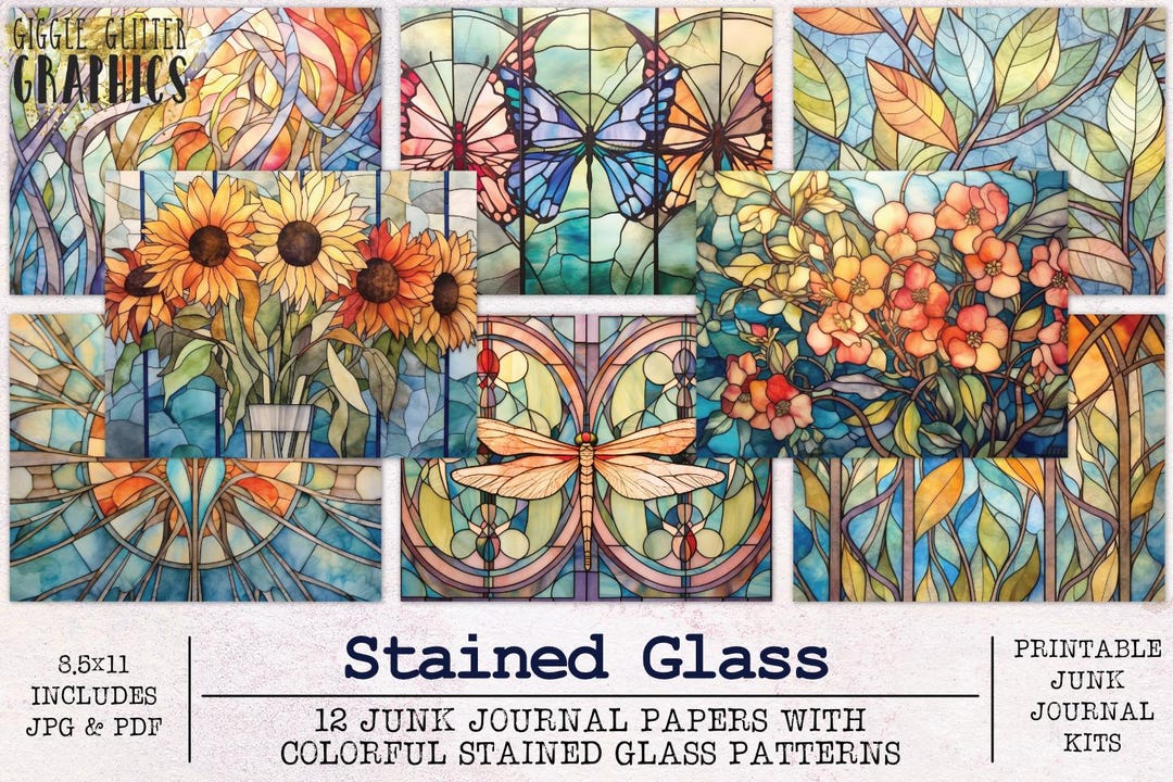 Stained Glass Junk Journal Paper | Junk Journal Kit JPG and PDF ...