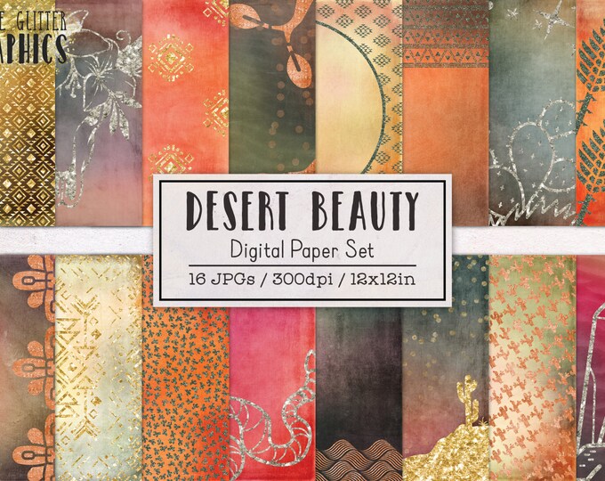 Desert Beauty Digital Papers | Digital Paper Pack | Printable Scrapbook ...