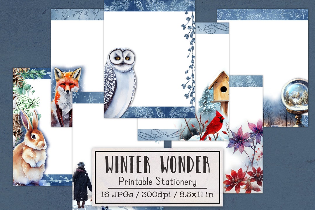 Winter Stationery Winter Wonder Christmas Unlined and Lined Writing ...