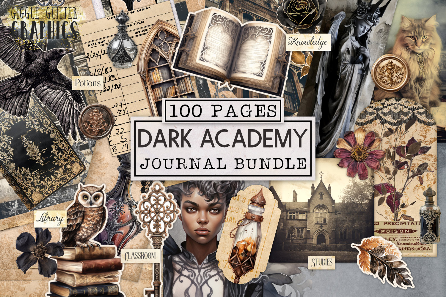 Dark Academy Junk Journal BUNDLE | Gothic Junk Journal Ephemera Pack ...