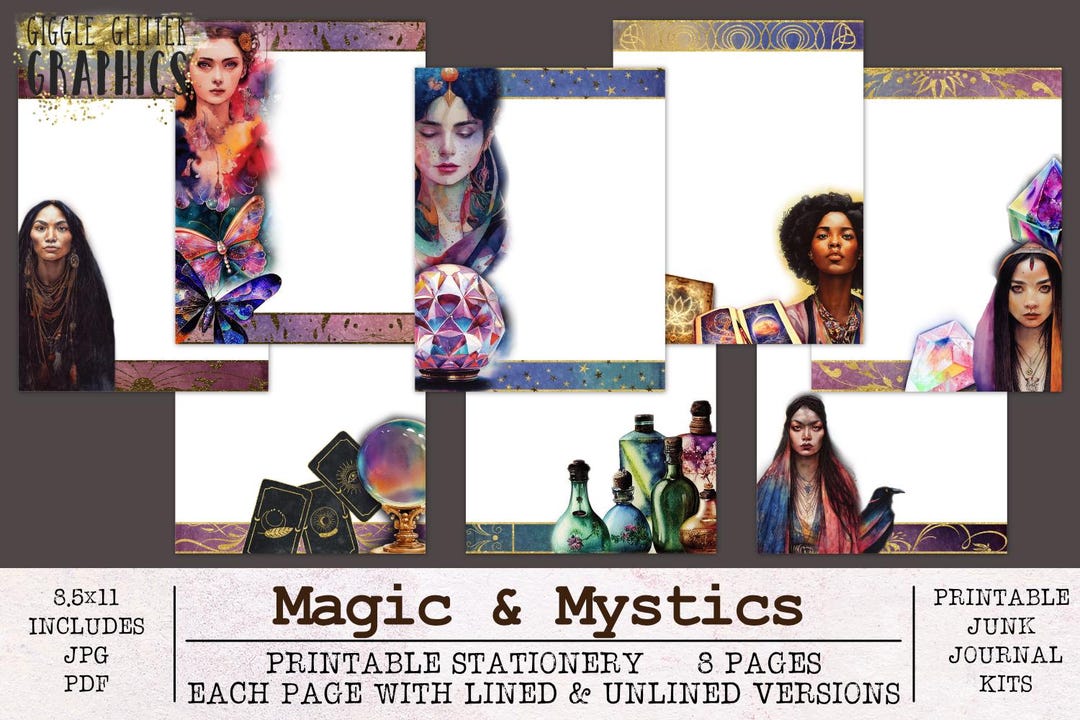 Witch Stationery Witchy Magic & Mystics | Unlined and Lined Writing ...