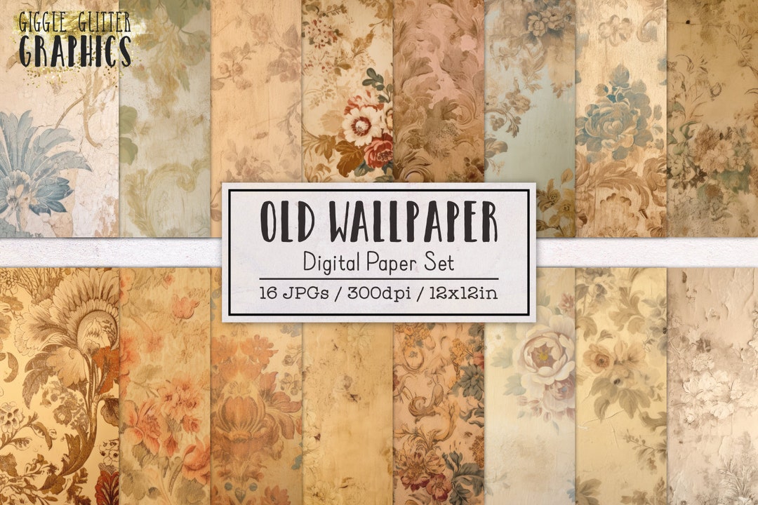 Old Wallpaper Digital Papers Digital Paper Pack Printable Scrapbook ...