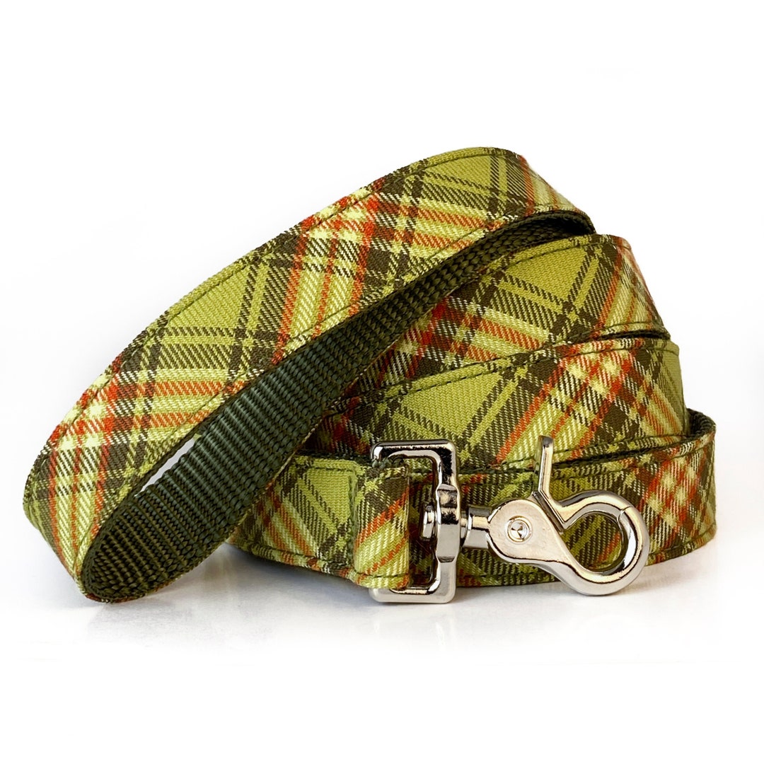 Plaid Dog Leash in Olive Green Dark Orange and Brown Tartan - Etsy