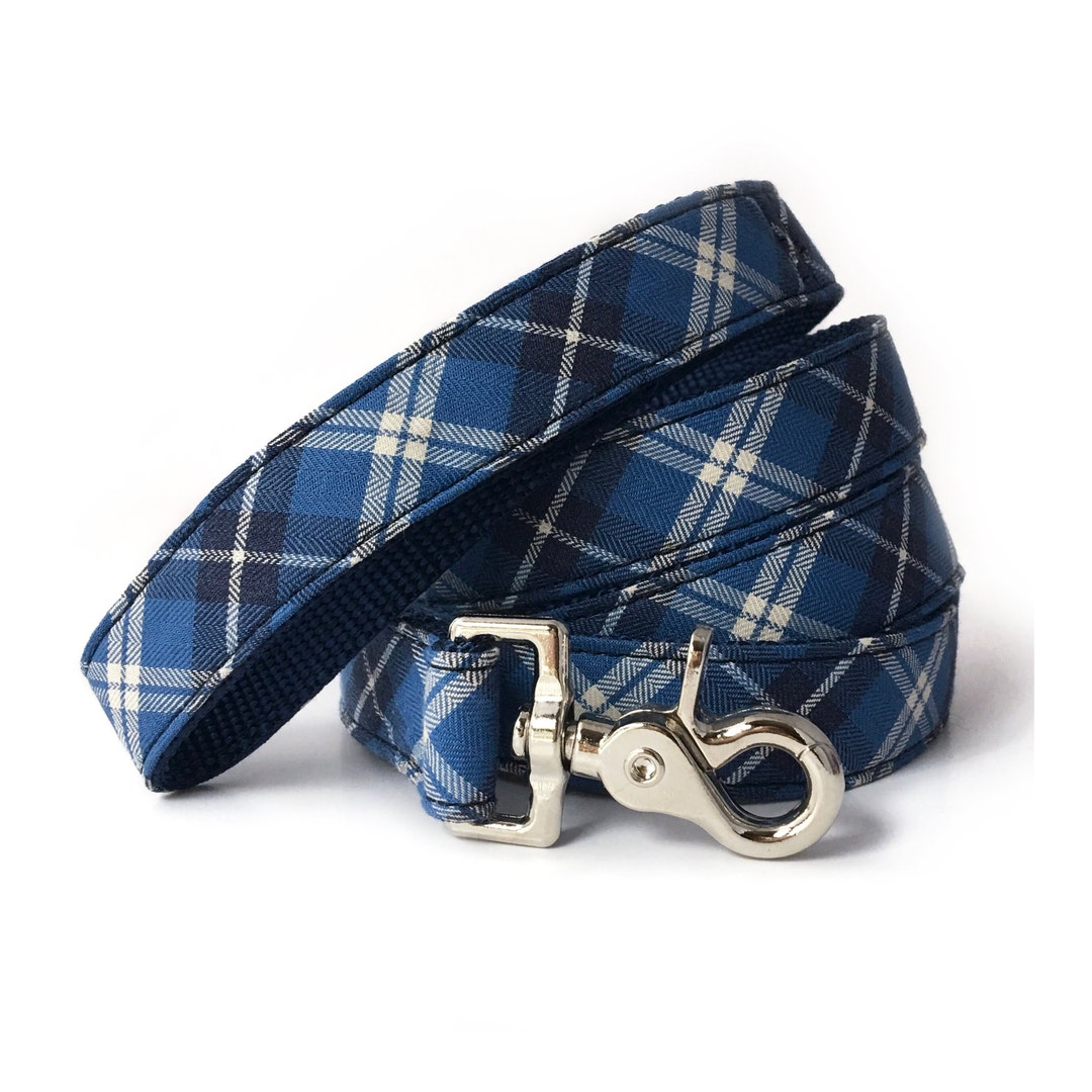 Plaid Dog Leash: Navy Denim Blue Tartan, Heavy-duty Nylon Webbing - Etsy