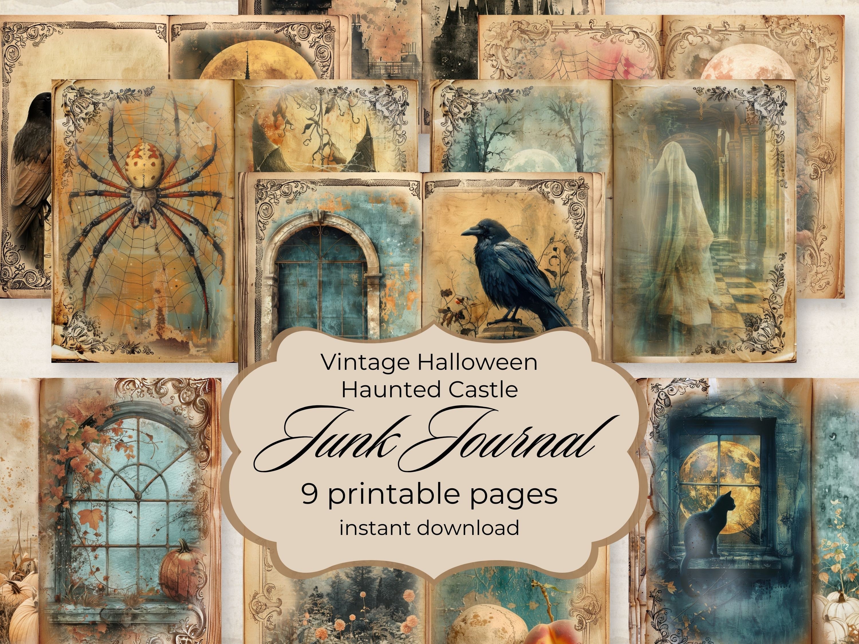 Halloween Junk Journal Printables, Vintage Moody Junk Journal Halloween ...