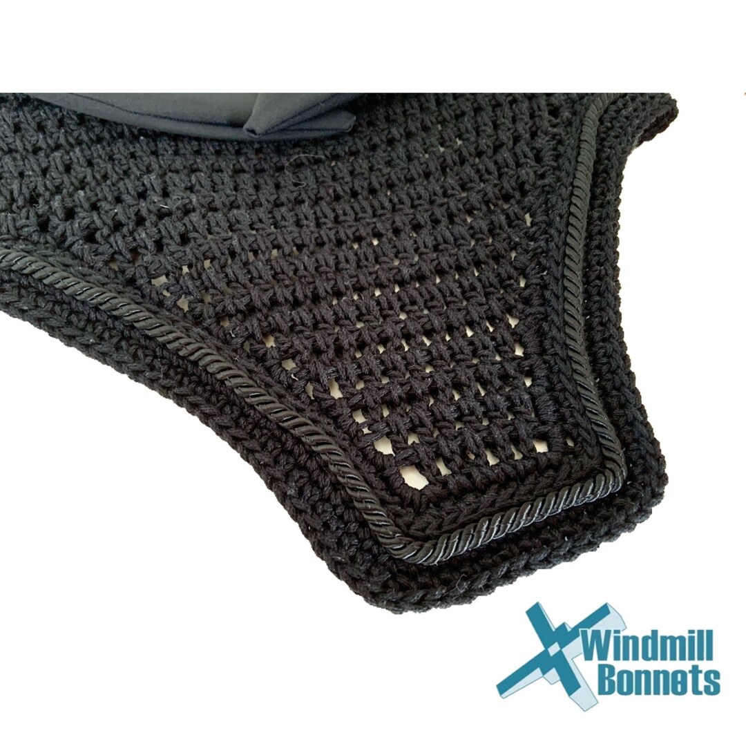 Black Horse Ear Bonnet, Fly Bonnet, Horse Bonnet, Fly Veil for Equines ...