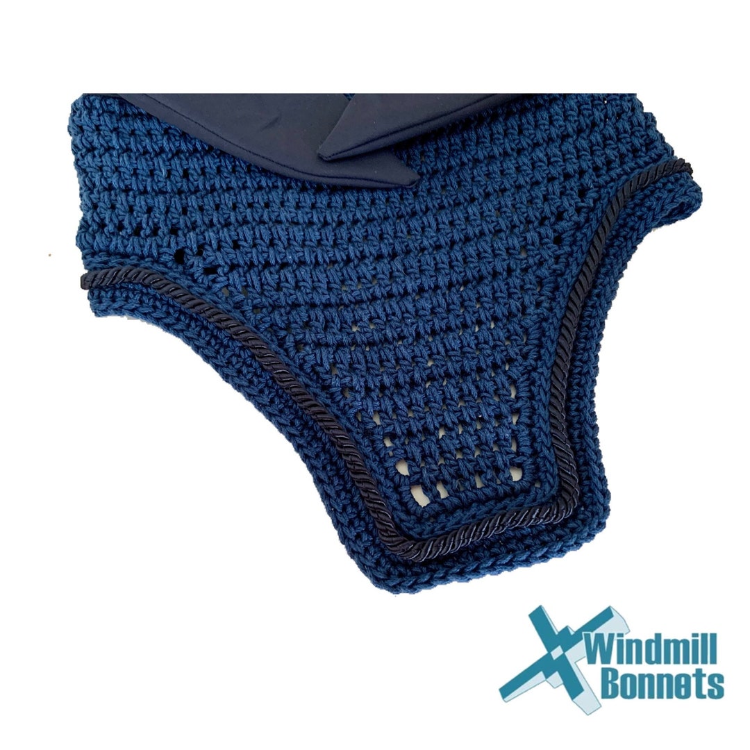 Navy Horse Ear Bonnet, Fly Bonnet, Horse Bonnet, Fly Veil for Equines ...