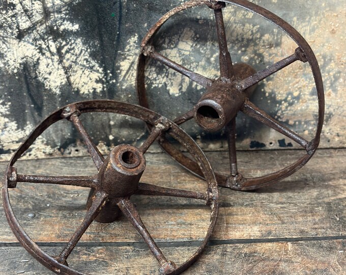 Lot of Two Old Iron Metal Wheel 12" - 13" Diameter Ideal as for Decor ...