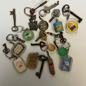 One Dozen Vintage French Advertising Keychains With Vintage Keys lot ...