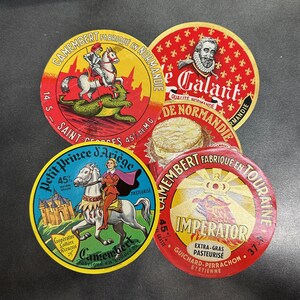 Vintage Lot of 6 French Cheese Labels Etiquette Fromage for ...