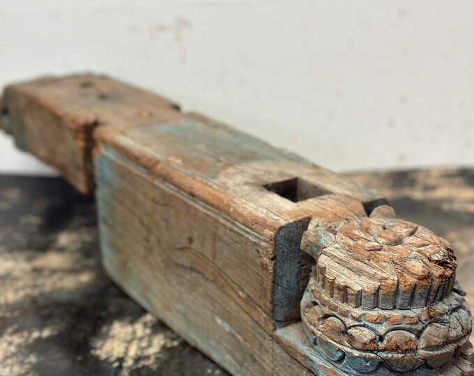 Vintage Wood Support Beam With Double Decorative Carved Ends ...