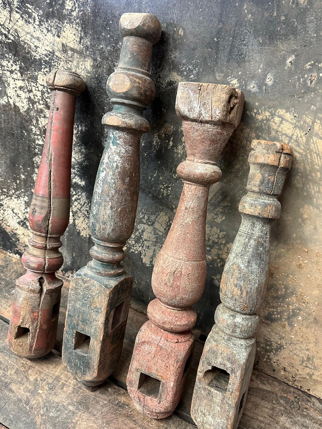 Large Vintage Wooden Spindle Dowel Legs Lot of 4, Architectural Salvage ...