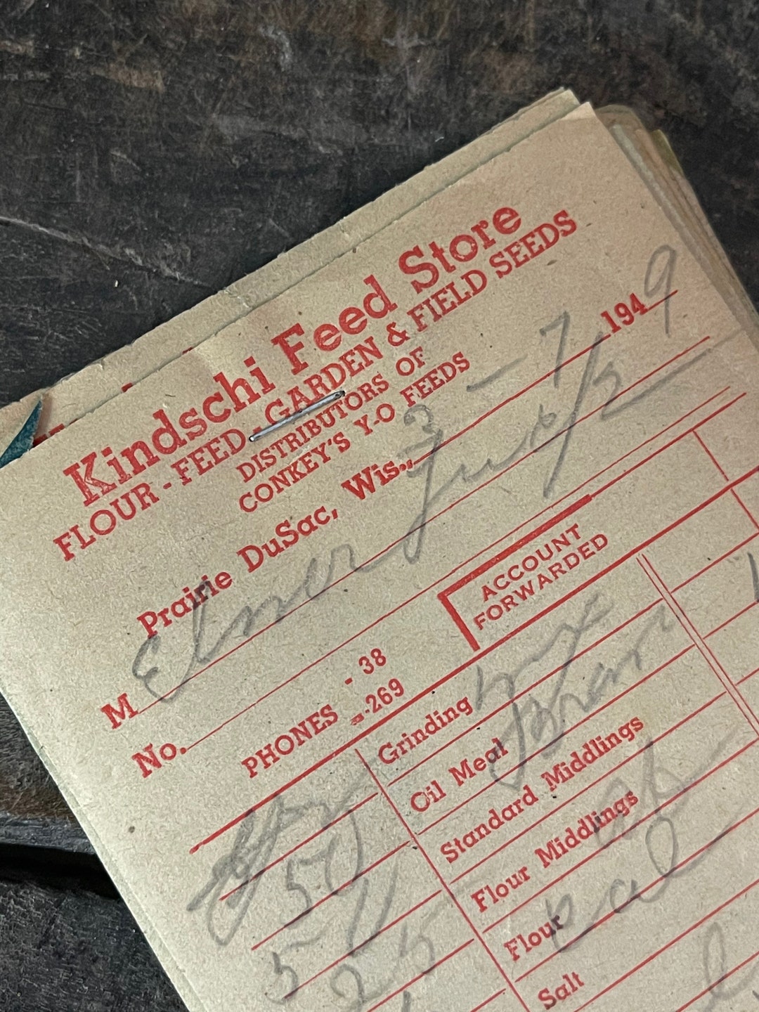 Stack of Invoice Receipts From Kindschi Feed Store in Prairie - Etsy