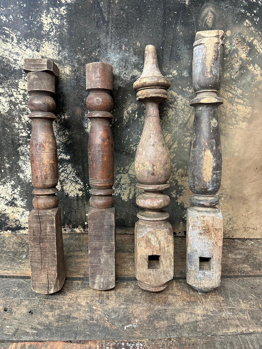 Large Vintage Wooden Spindle Dowel Legs Lot of 4, Architectural Salvage ...