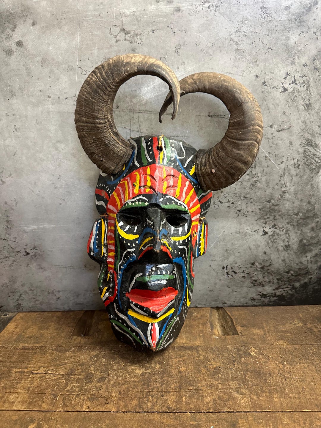 Vintage Colorful Diablo Carnival Mask From Central America With ...